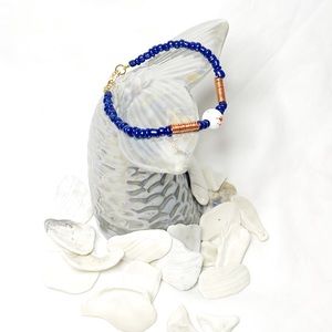 ShanRiLa | Jewelry | Deep Blue Copper Splash White Glass With Copper ...
